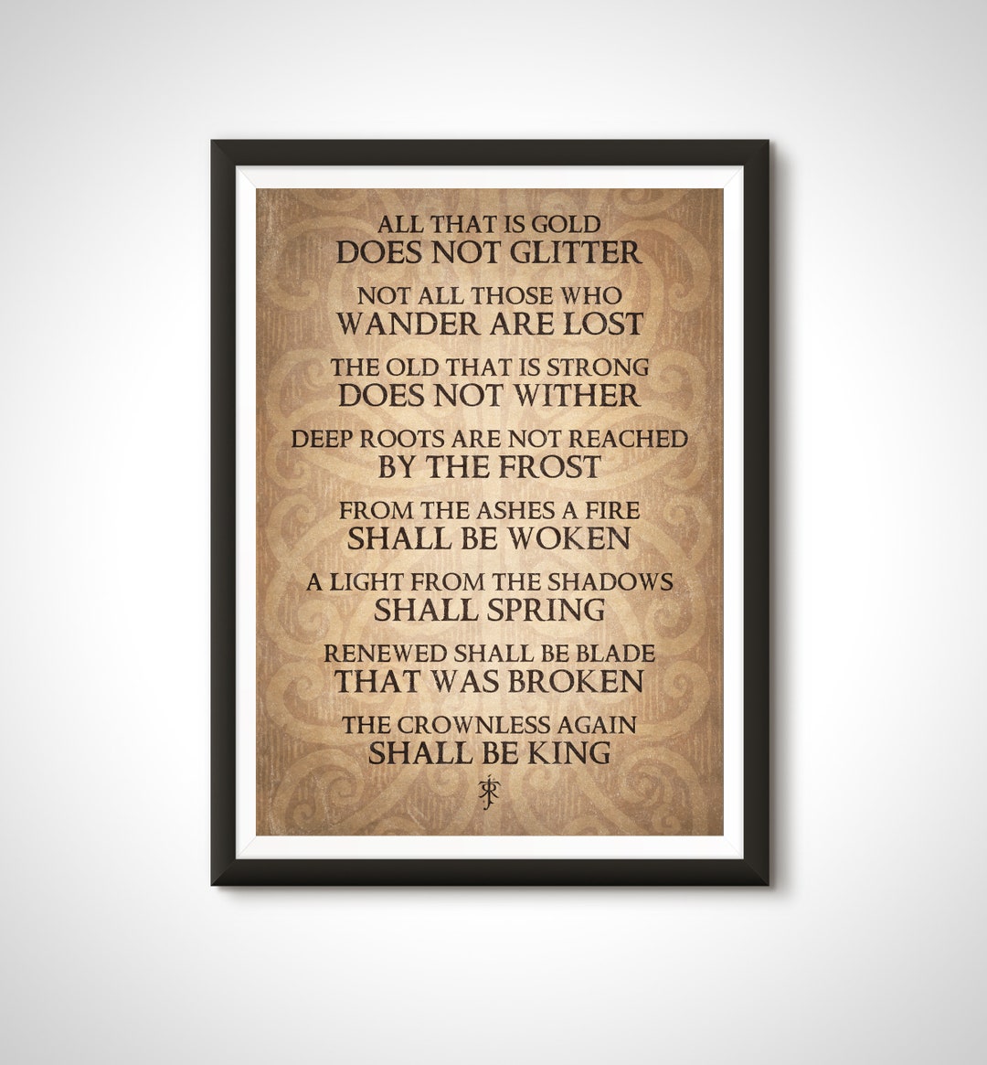 Lord of the Rings Movie Poster Blade That Was Broken Poem Print LOTR ...