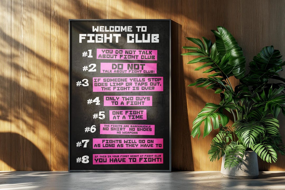 Fight Club Movie Poster: Rules Retro Ad Home Decor Wall Art Print Gift ...