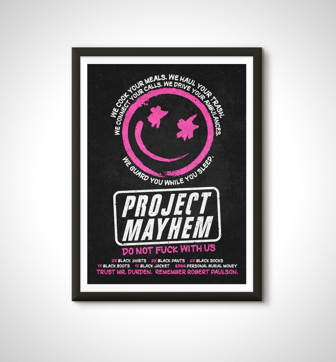 Fight Club Movie Poster Project Mayhem Advert Print - Home Decor Retro ...