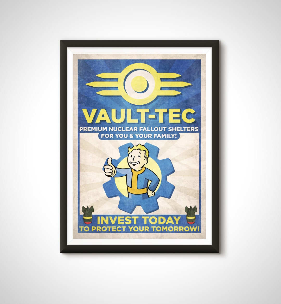 Fallout Game Poster Vault Tec Vault Boy Advert Gaming Print Home Decor ...