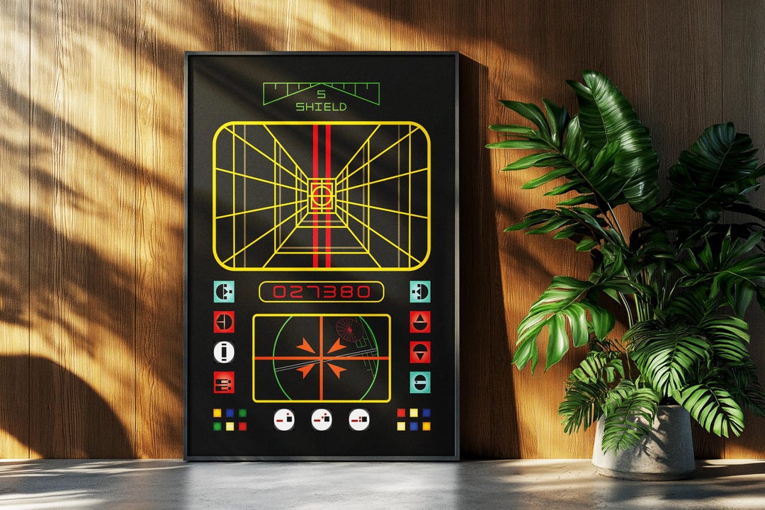 Star Wars Minimalist Poster: Death Star Target Screen Retro Sci-fi Wall ...
