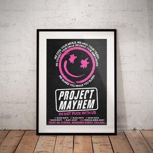 Fight Club Movie Poster Project Mayhem Advert Print - Home Decor Retro ...
