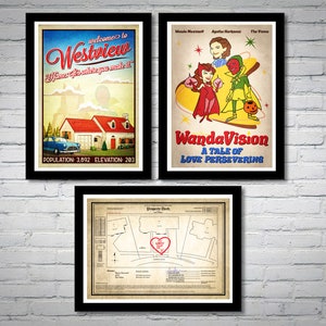 Wandavision TV Movie Poster Westview House Plan Print - Marvel MCU Home ...