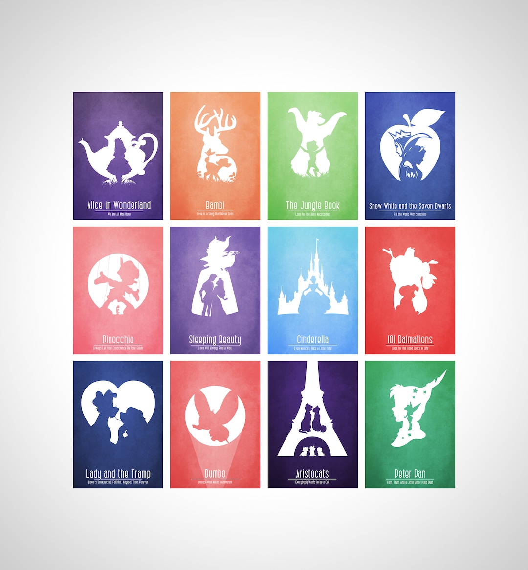 Classic Disney Minimalist Prints Home Decor Gift Wonderland Snow White ...