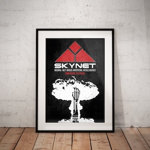 Terminator Movie Poster Skynet Advert Print - Home Decor Retro Ad Wall ...