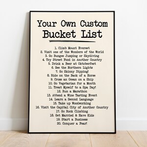 Personalised Bucket List Print Poster Custom Holiday Birthday Wedding ...