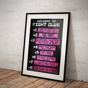 Fight Club Rules Movie Poster Print - Home Decor Retro Ad Wall Art Gift ...