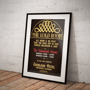 Overlook Hotel Bar Sign the Gold Room the Shining Movie Poster Print ...