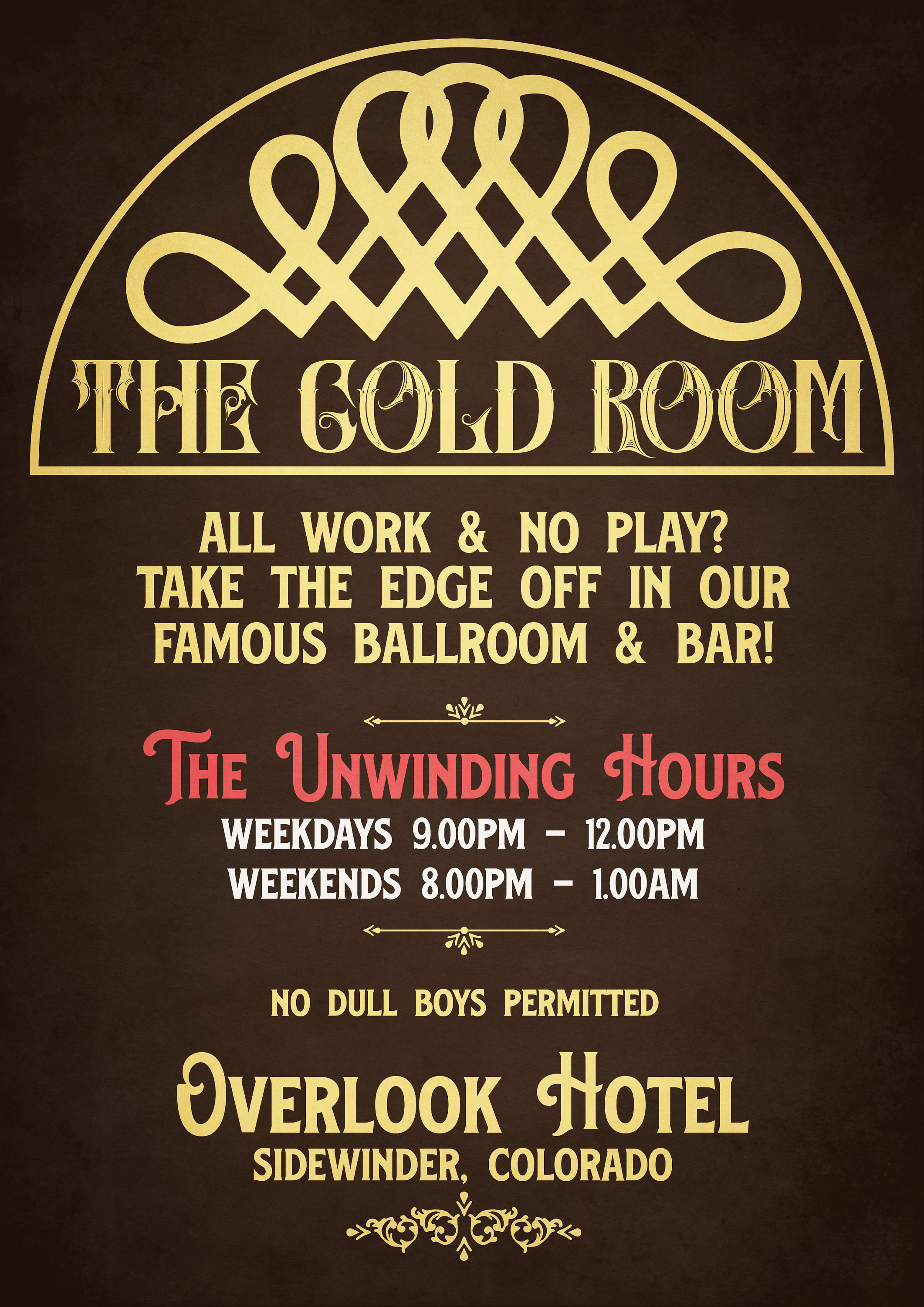 The Shining Gold Room Overlook Hotel Bar Sign Movie Poster