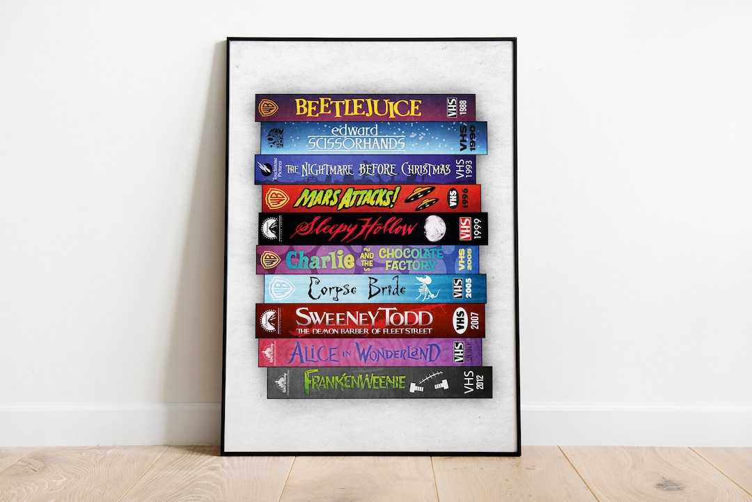 Tim Burton Movie Poster Retro VHS Print - Birthday Wedding Anniversary ...
