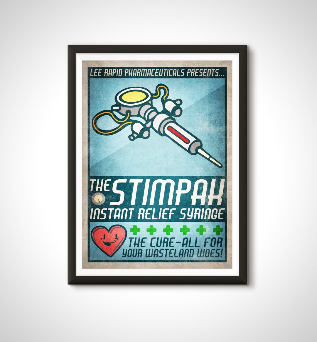 Fallout Game Poster Stimpak Vault Boy Advert Gaming Print Home Decor ...