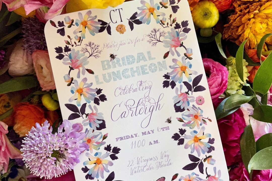 Blank Party Invitations Retro & Groovy Florals Editable Digital ...