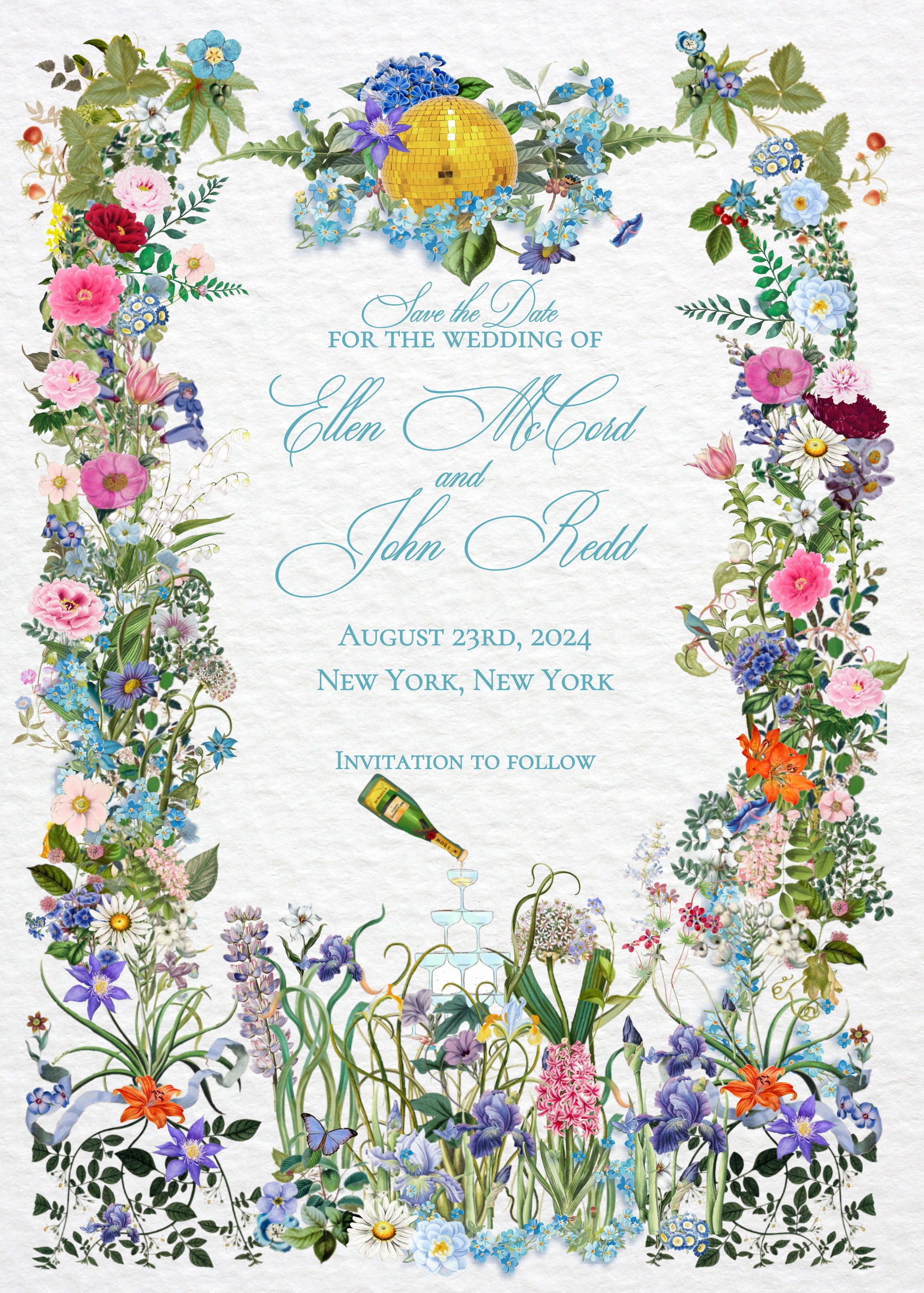 Forget Me Knot-gold Disco Ball Wedding, Shower, Bridal Party, Save the ...