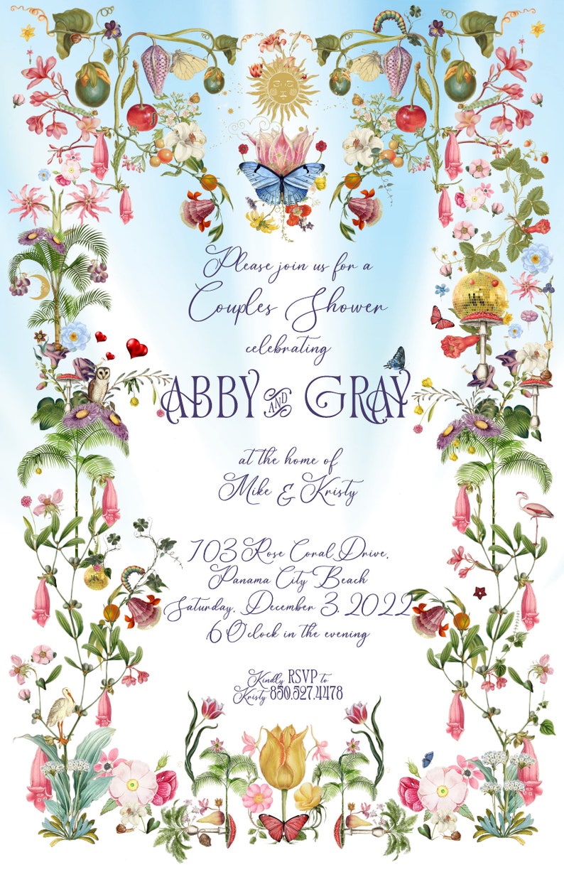 Blank Invitations | Here Comes the Sun With Butterflies, Cherries ...