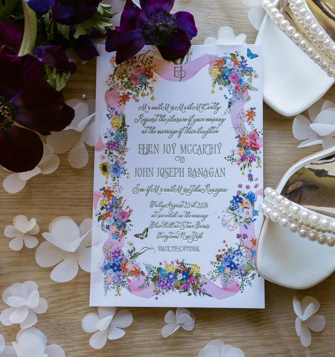 Custom Floral Wedding Invitation Suite | Beachy Grand Millennial - Etsy