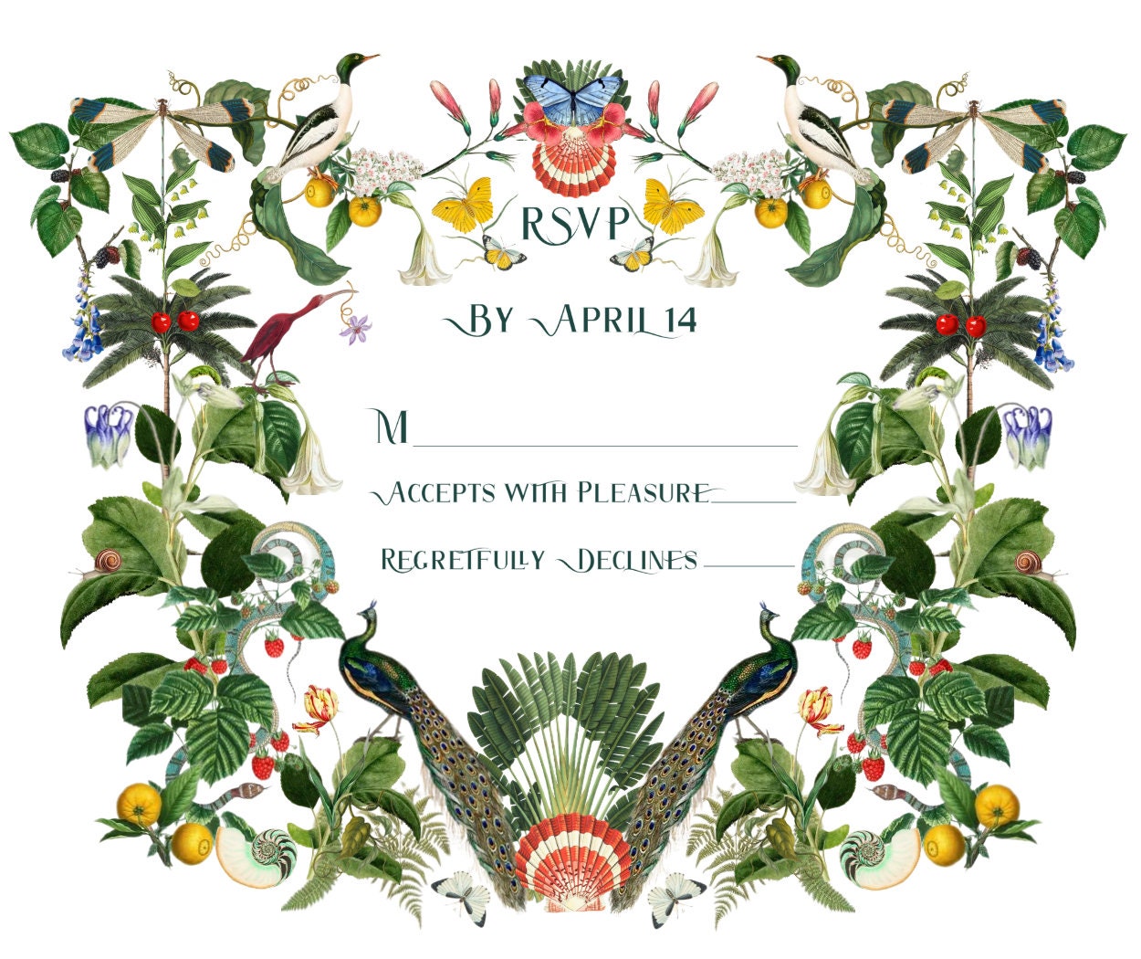 Blank Paper Templates Peacock Strut Save the Date Party or Brunch ...