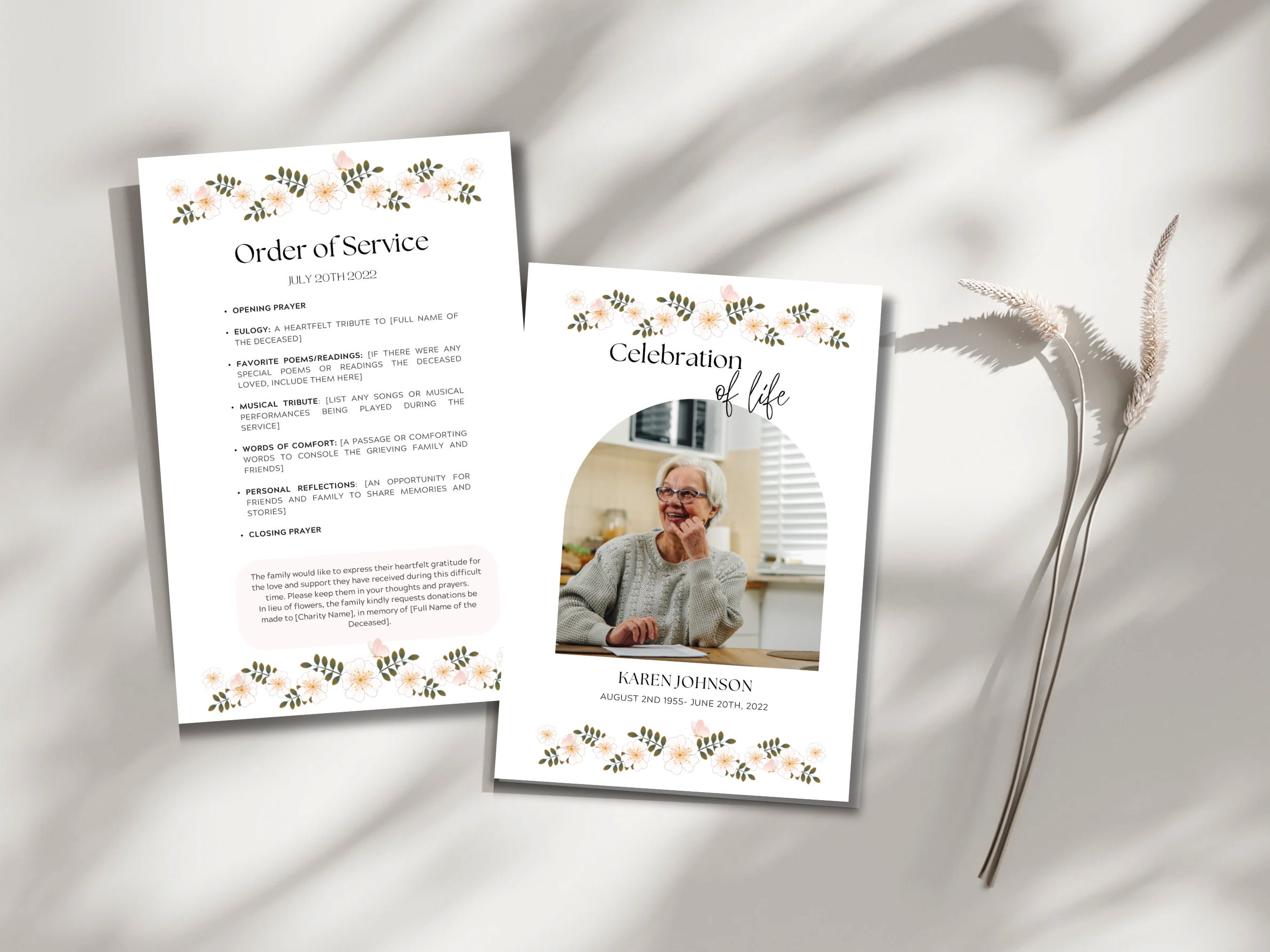 Funeral Program, Funeral Template for Women, Celebration of Life ...