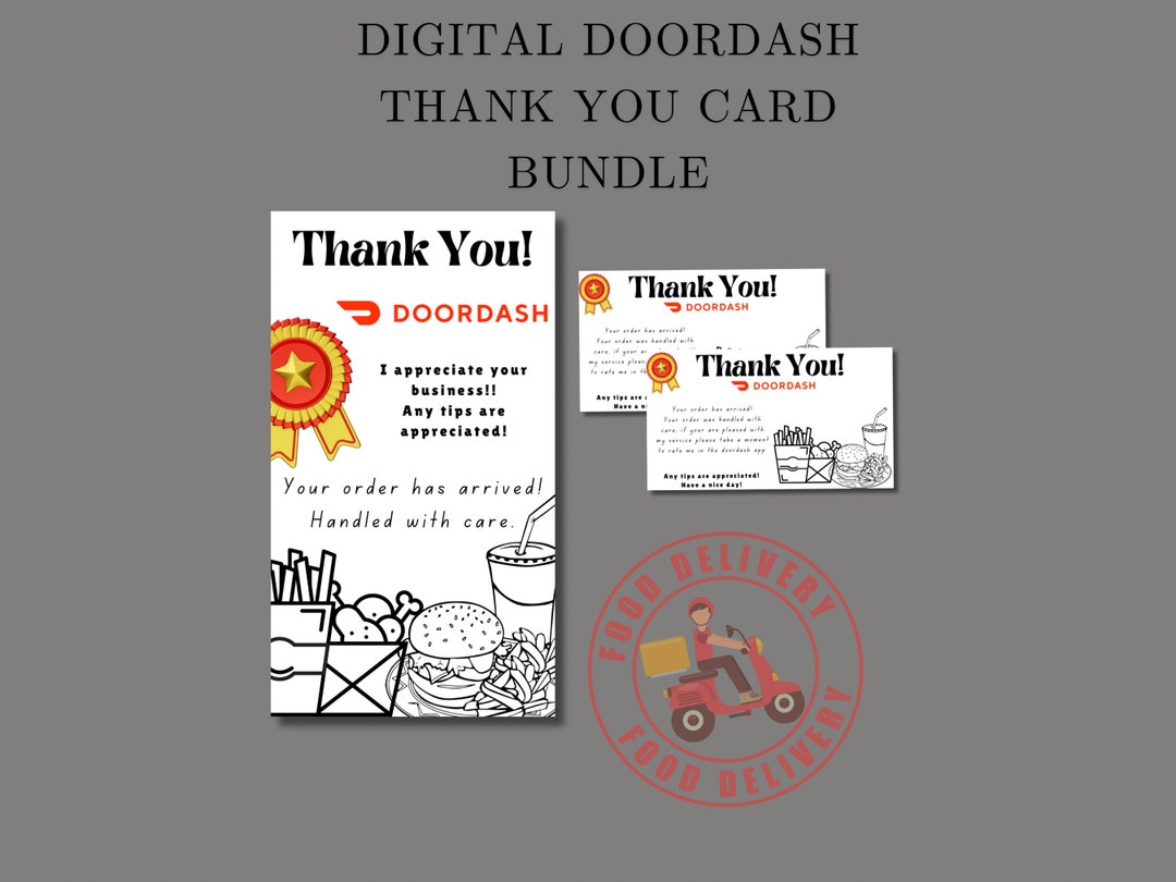 Doordash Delivery Thank You Card DIY, Doordash Business Cards, Delivery ...