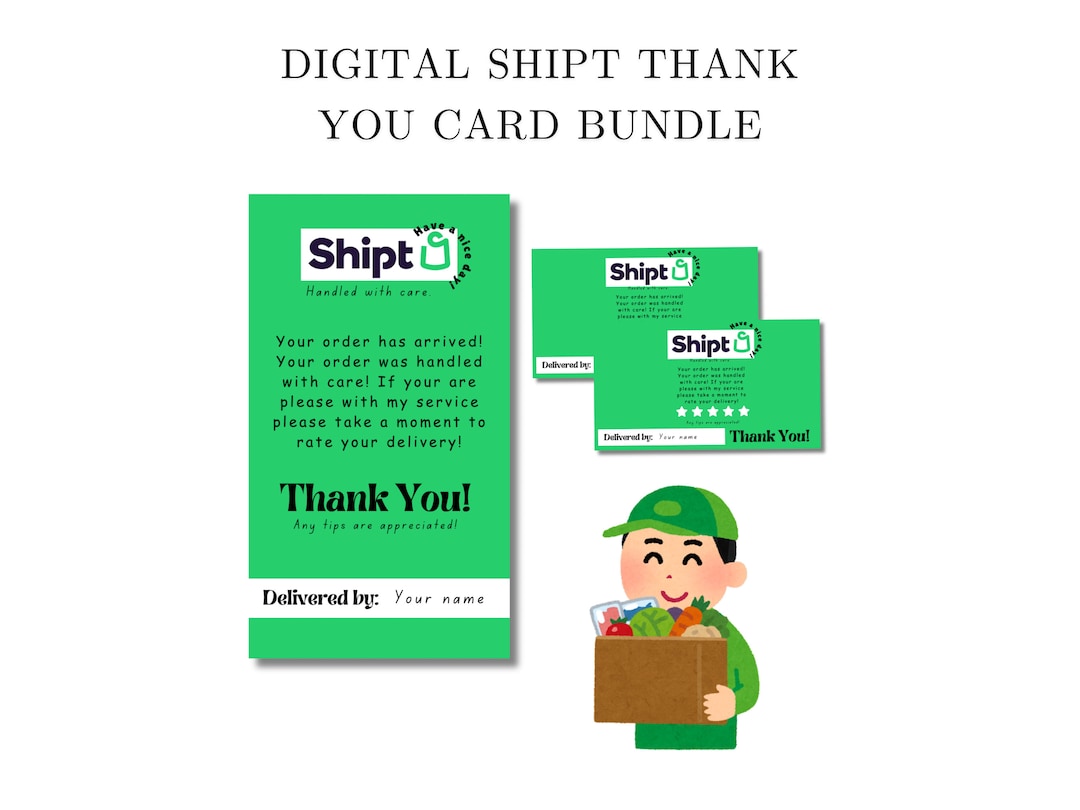 Shipt Delivery Thank You Card DIY, Shipt Business Card, Delivery Driver ...