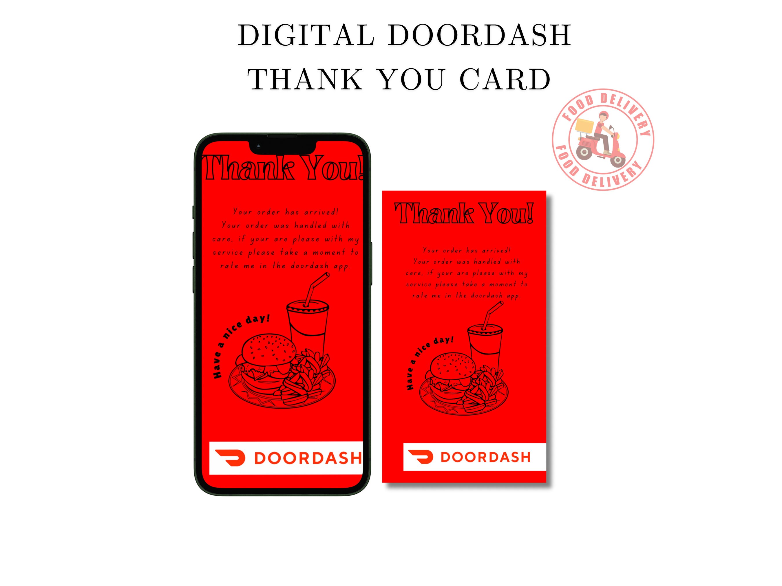 Doordash Delivery Thank You Card DIY, Doordash Business Cards, Delivery ...