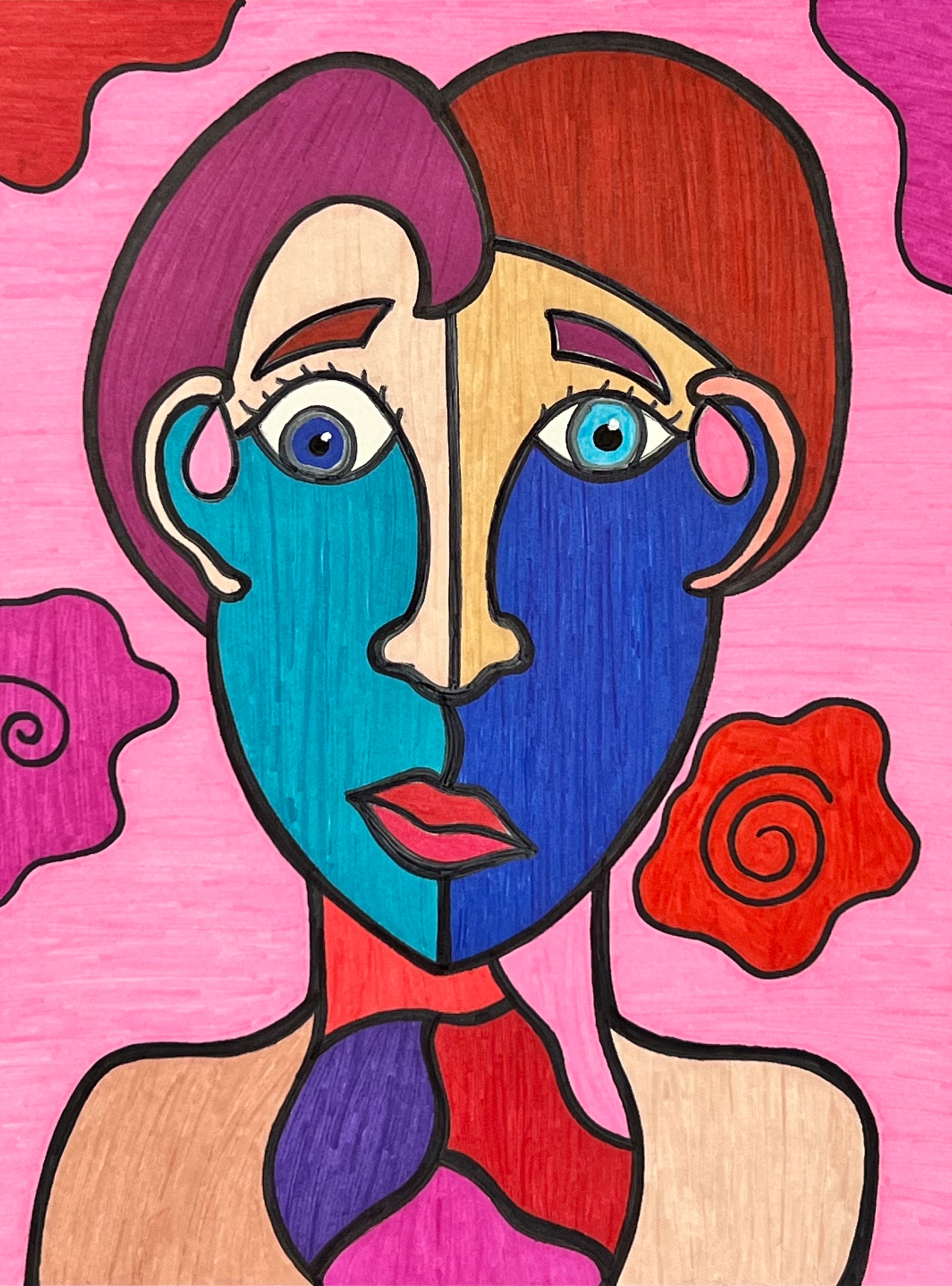 Half-faced Colors and Roses - Etsy