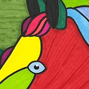 Multi-colored Horse in the Greens - Etsy