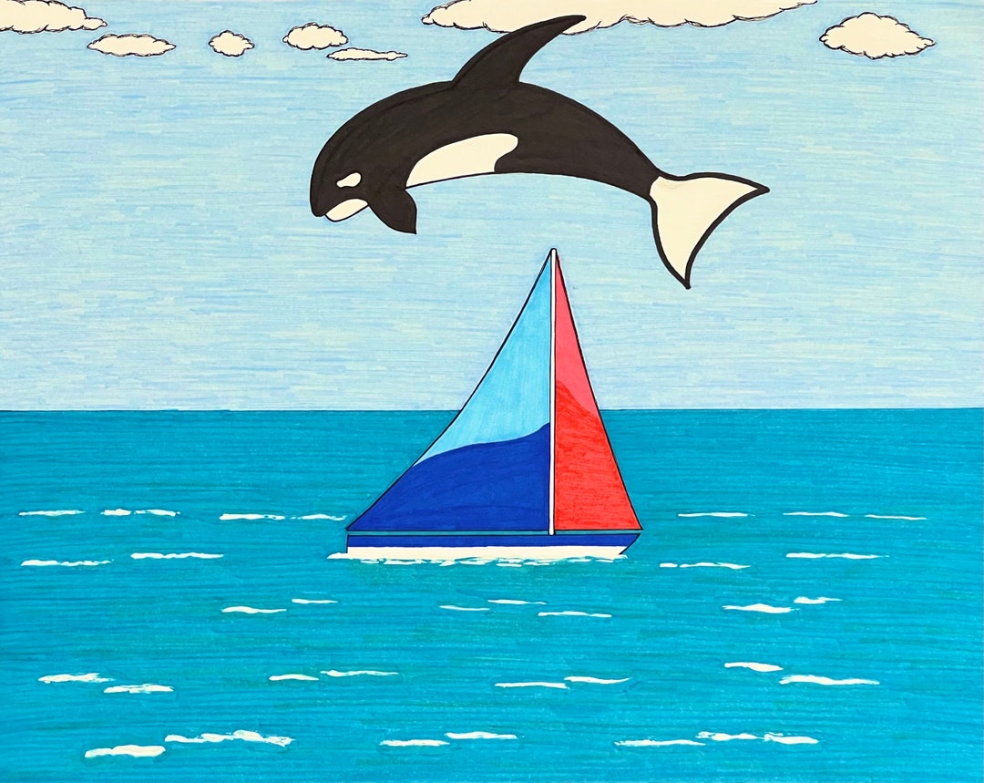 Orca Leaping Over A Sailboat - Etsy