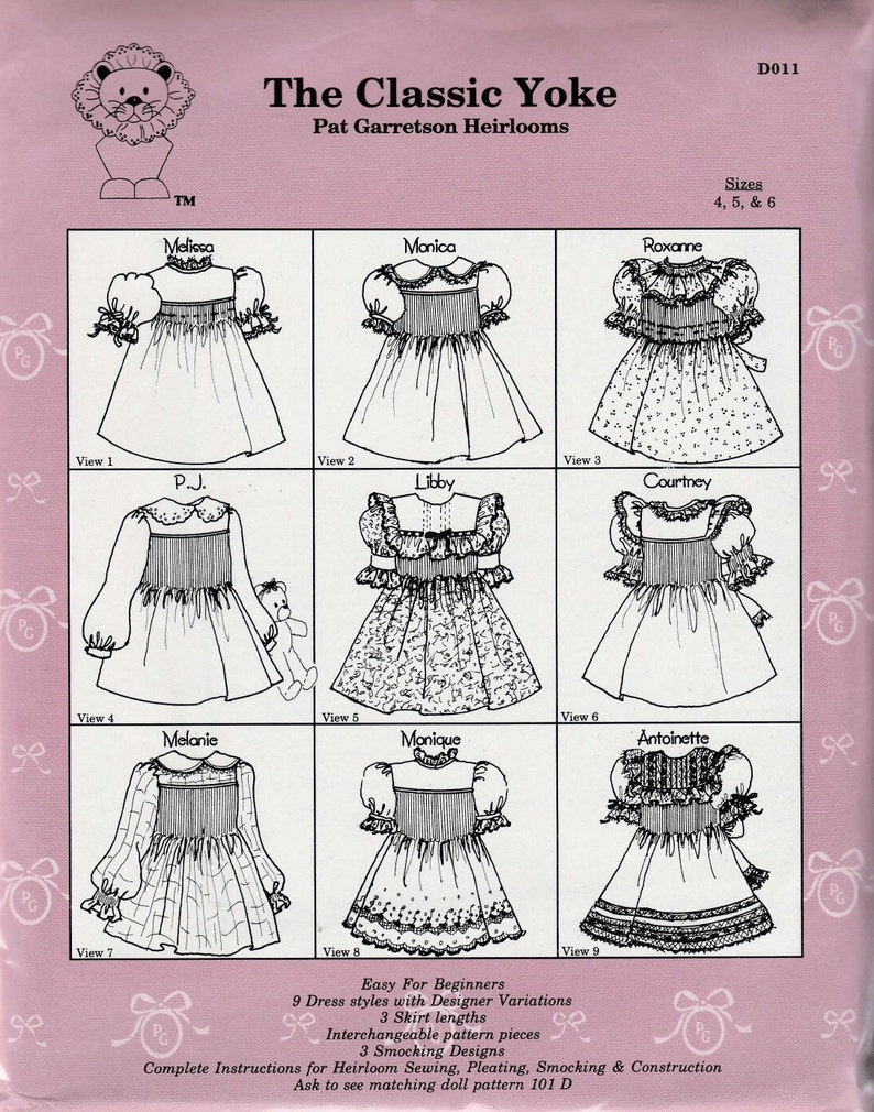 PAT GARRETSON HEIRLOOMS - Classic Yoke Sewing Pattern - Etsy