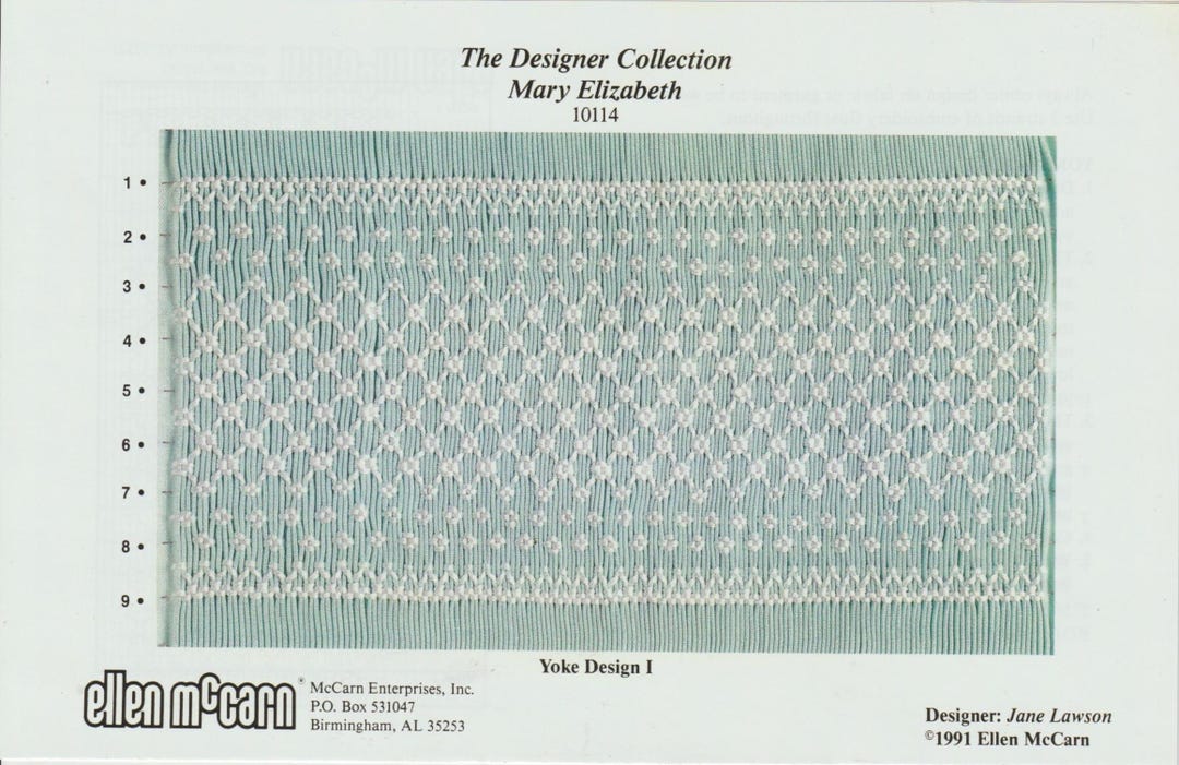 Mary Elizabeth Paper Smocking Plate by Ellen Mccarn - Etsy