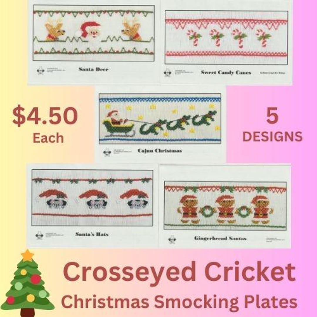 Christmas Smocking Plates by Crosseyed Cricket - 5 Designs - Etsy