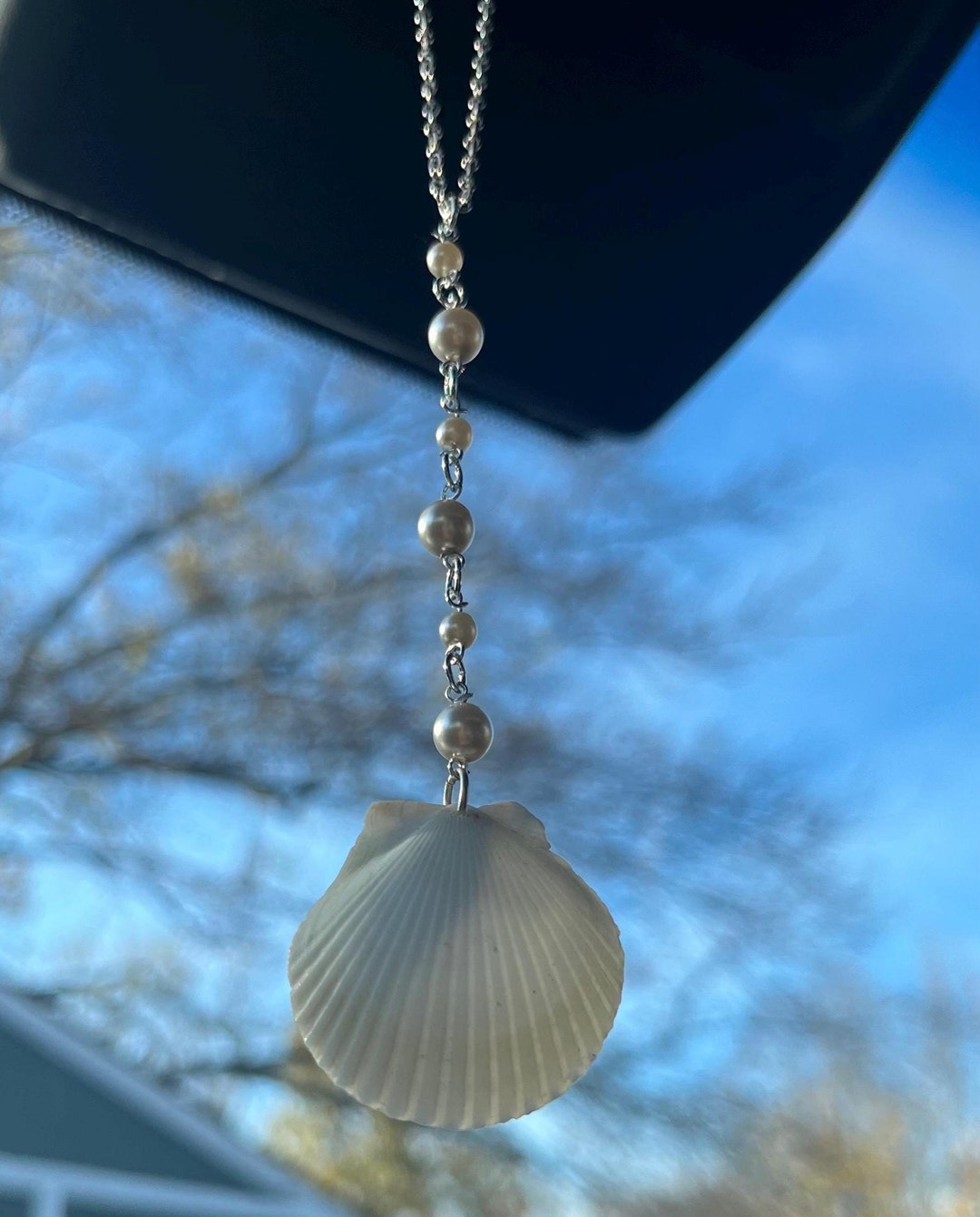 Real Shell Suncatcher for Car, Pearl and Shell Rearview Mirror Hanging ...