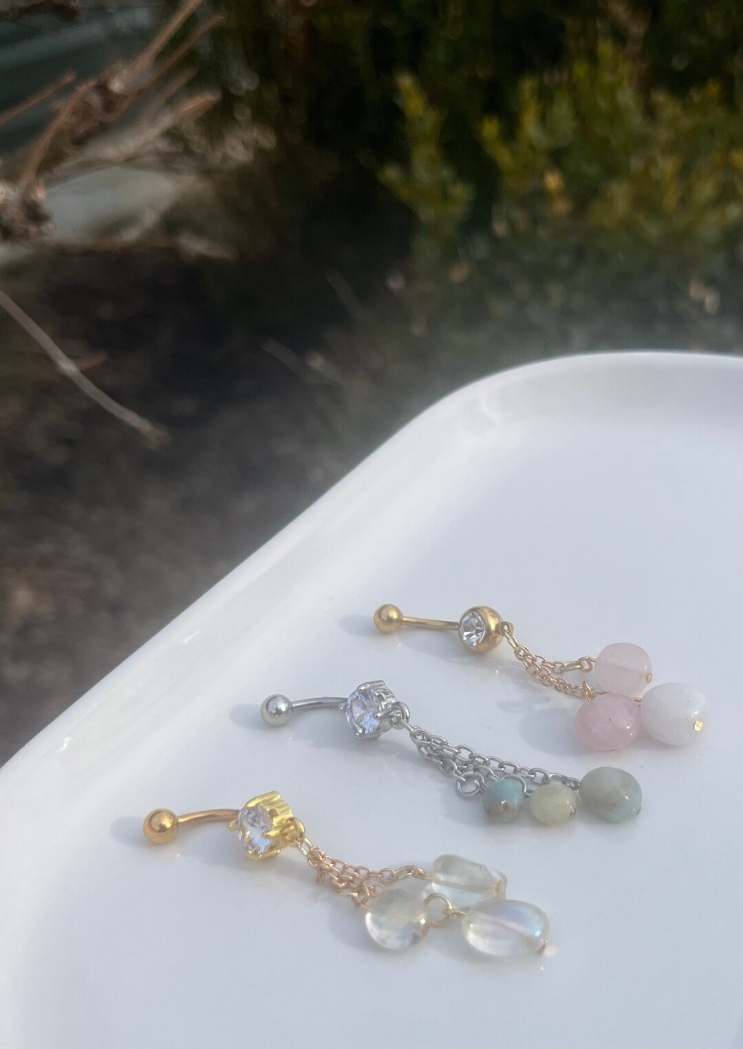 Dangly Crystal Belly Rings, Hippie Belly Button Rings, SILVER OR GOLD ...