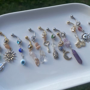 Custom Crystal Belly Rings, Hippie Belly Button Rings, SILVER OR GOLD ...