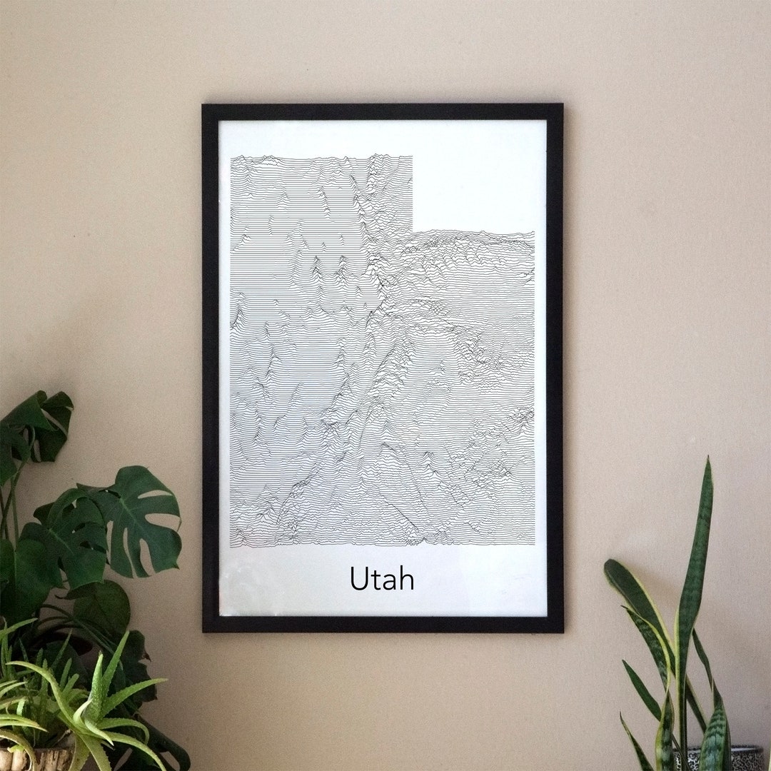 Utah Topographic Map Stacked Plot Visualization Print - Etsy