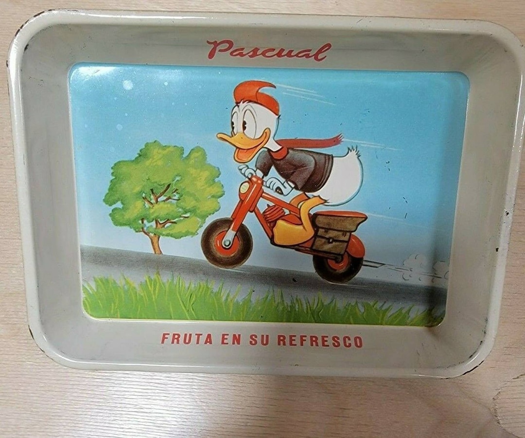 Mexican Pascual Soda Tray 1940's Donald Duck Motorcycle - Etsy