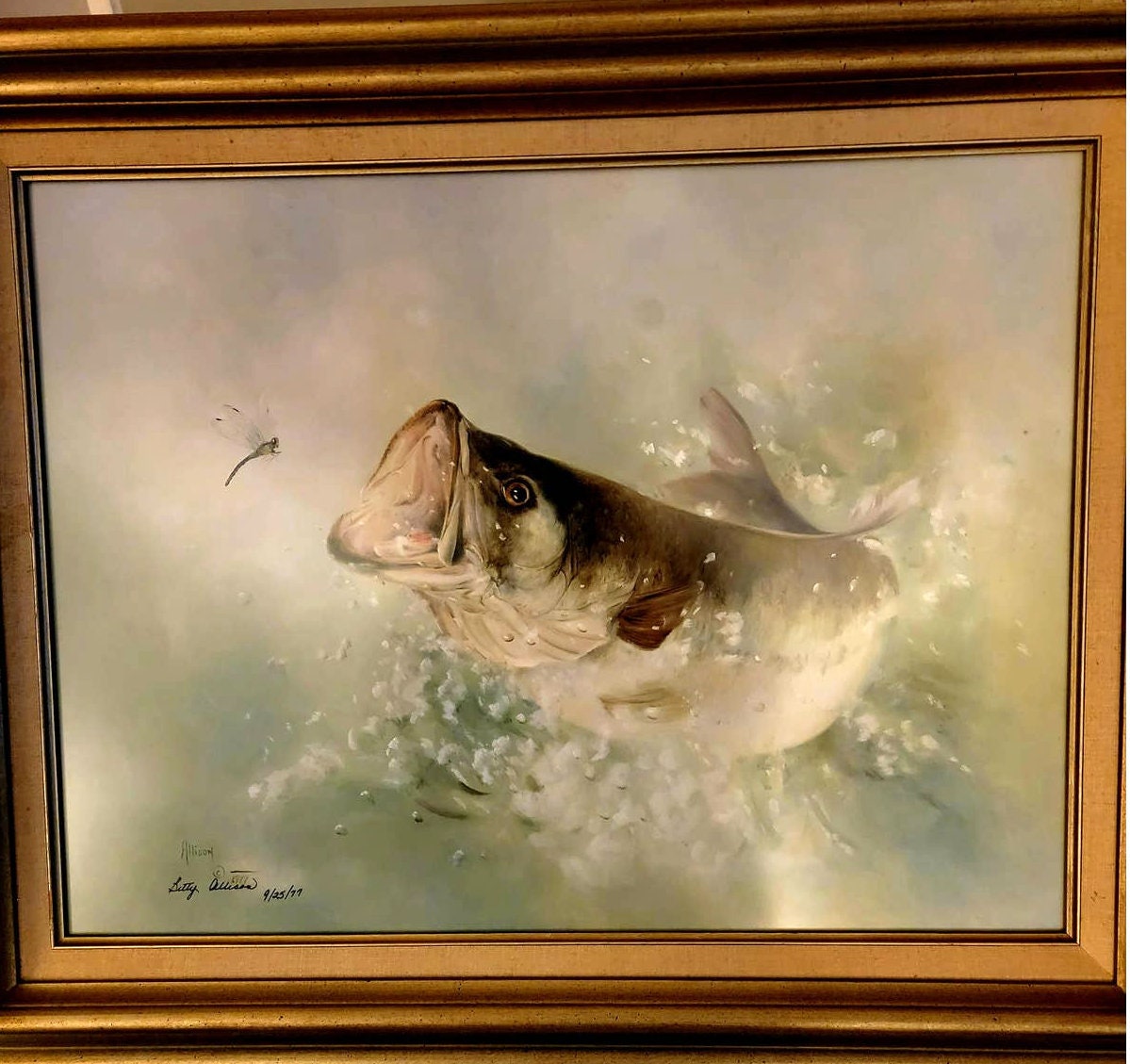 Rare Betty Allison Lithograph Art Titled Big Mouth Dragonfly Fisherman ...