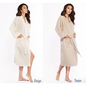 Waffle Kimono Long Robe Square Pattern | Luxury Hotel Spa Logo Robes ...