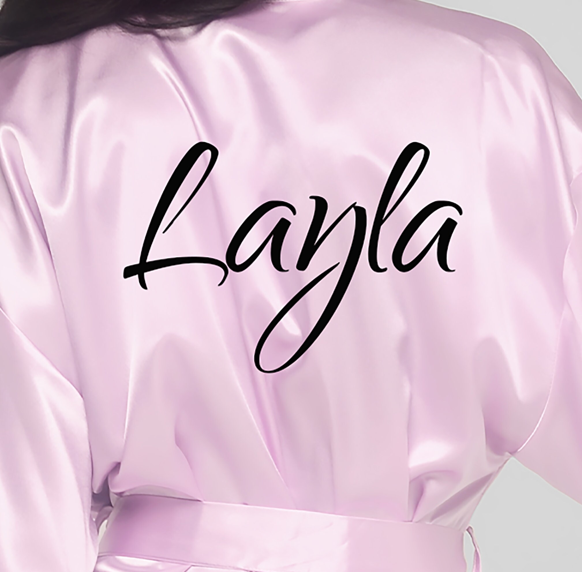 Satin Short Kimono Robes Personalized With Vinyl styled Qwigley ...