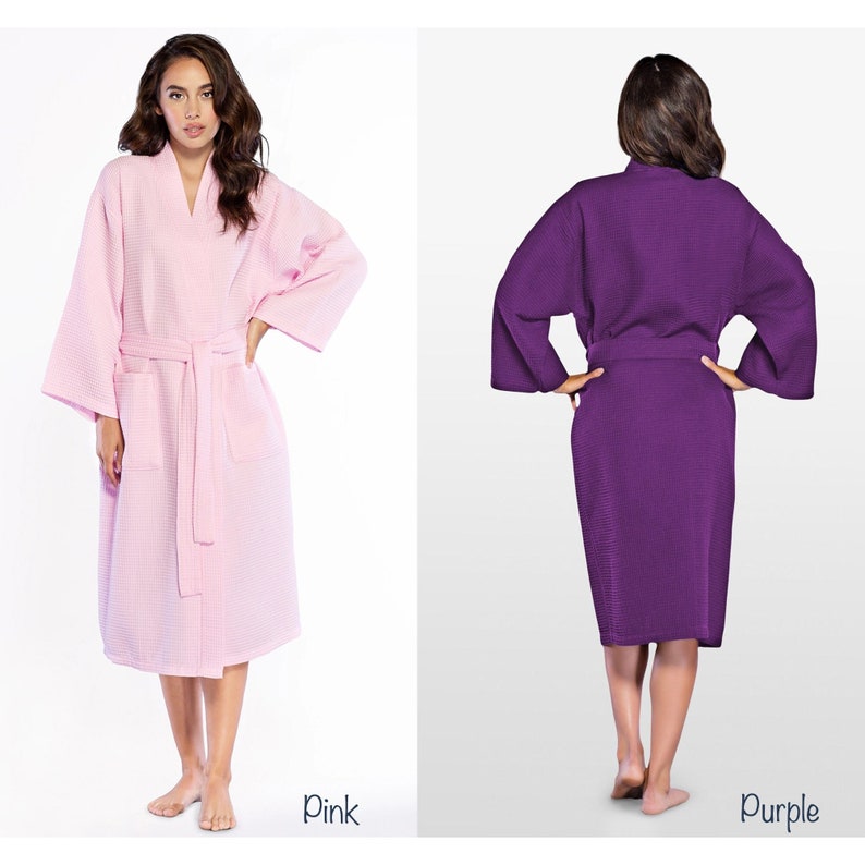Waffle Kimono Long Robe Square Pattern Luxury Hotel Spa Logo Robes ...