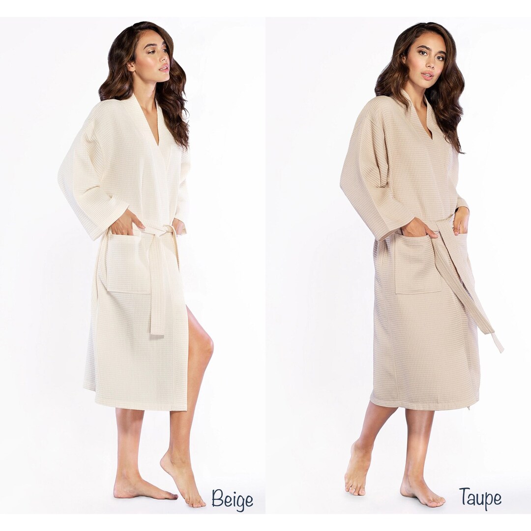 Waffle Kimono Long Robe Square Pattern | Luxury Hotel Spa Logo Robes ...