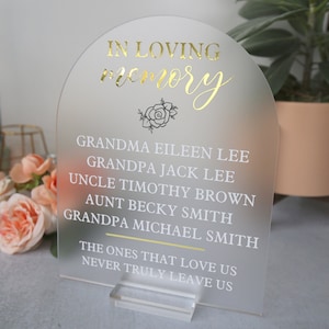 Frosted Arch in Loving Memory Dedication Acrylic Sign | Personalized ...