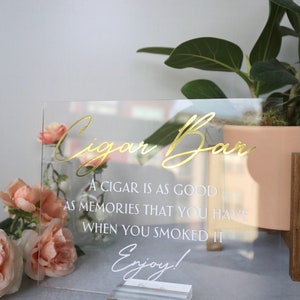 Cigar Bar Wedding Favor Acrylic Wedding Sign | Enjoy Cigars From the ...