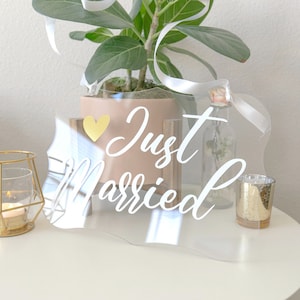 Just Married Acrylic Sign | Reception Sweetheart Table Decor | Bride ...