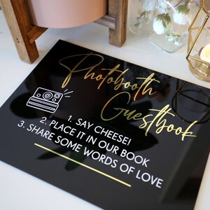Black Acrylic Tabletop Sign Upgrade | Black and White Wedding Signs ...