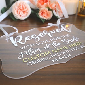 Customizable Reserved Sign for the Father of the Bride | Personalized ...