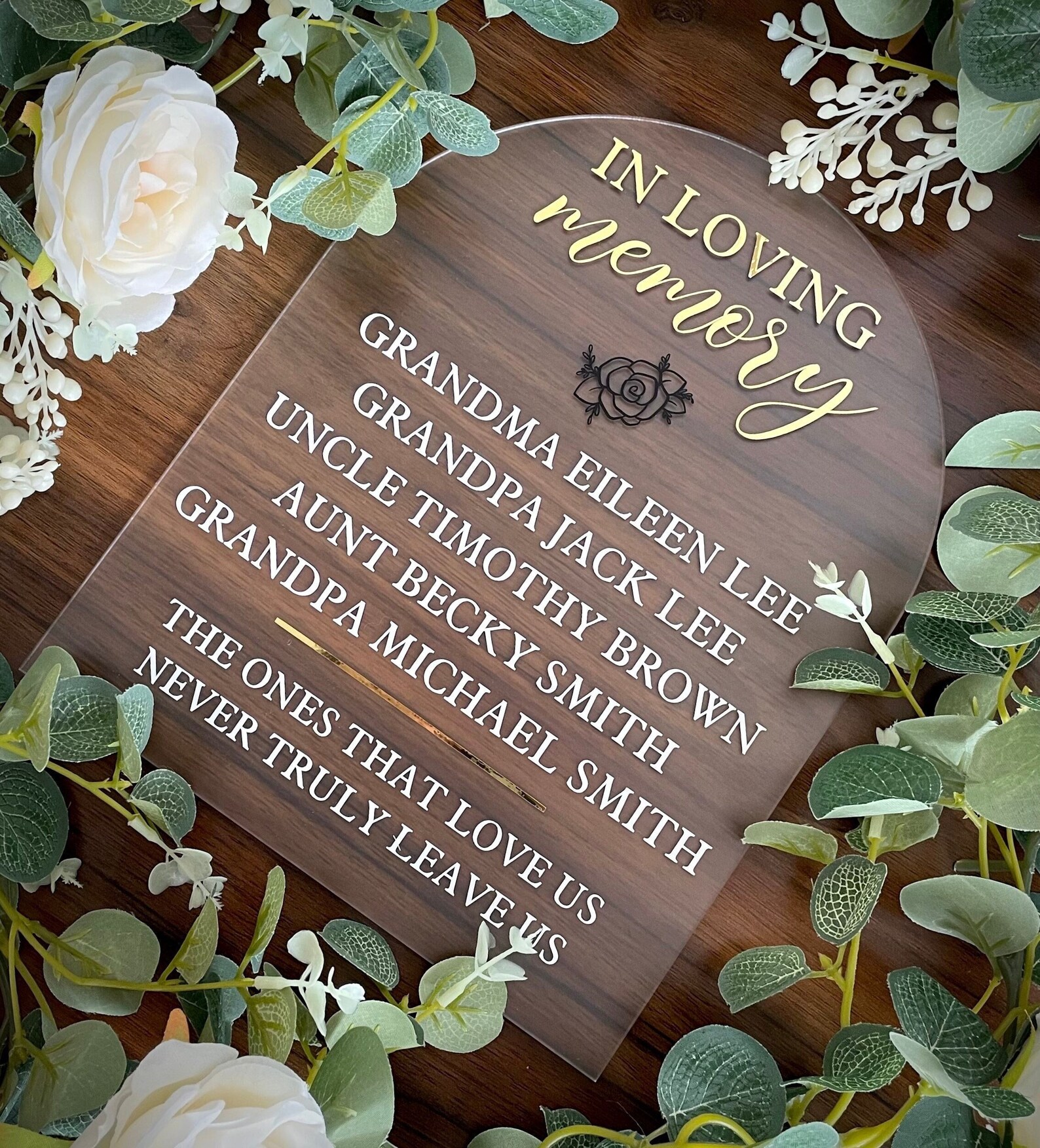 Frosted Arch in Loving Memory Dedication Acrylic Sign | Personalized ...