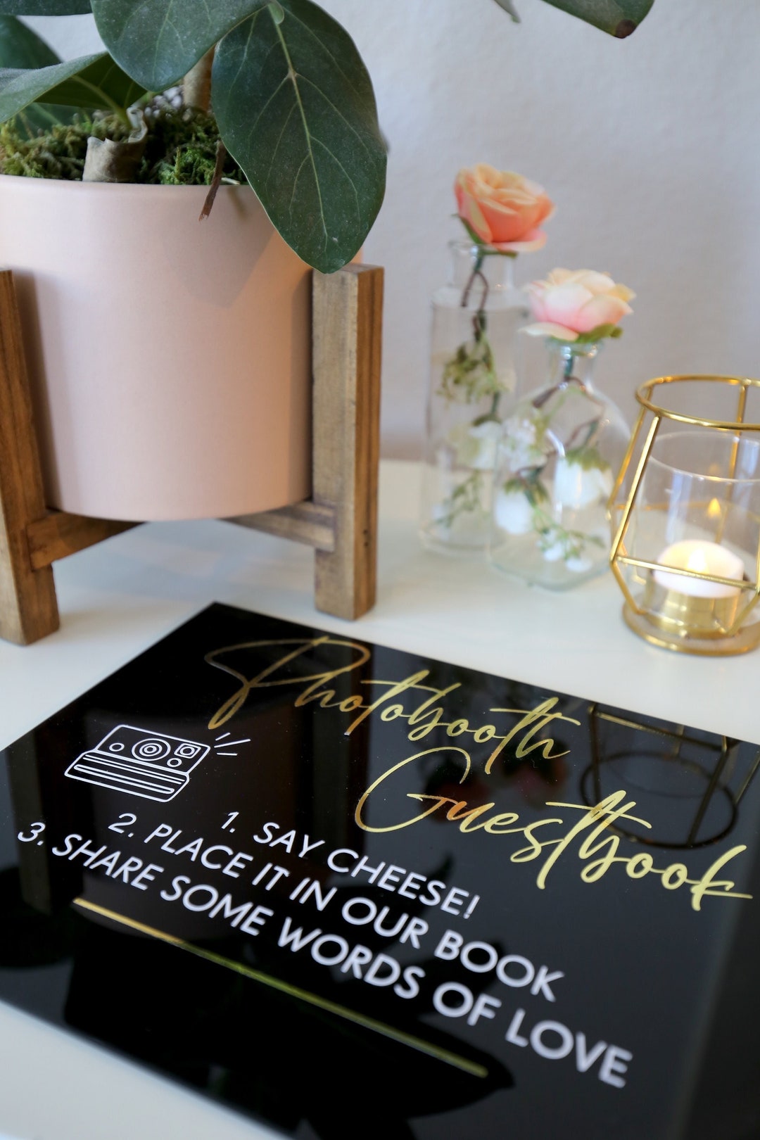 Black Acrylic Tabletop Sign Upgrade | Black and White Wedding Signs ...