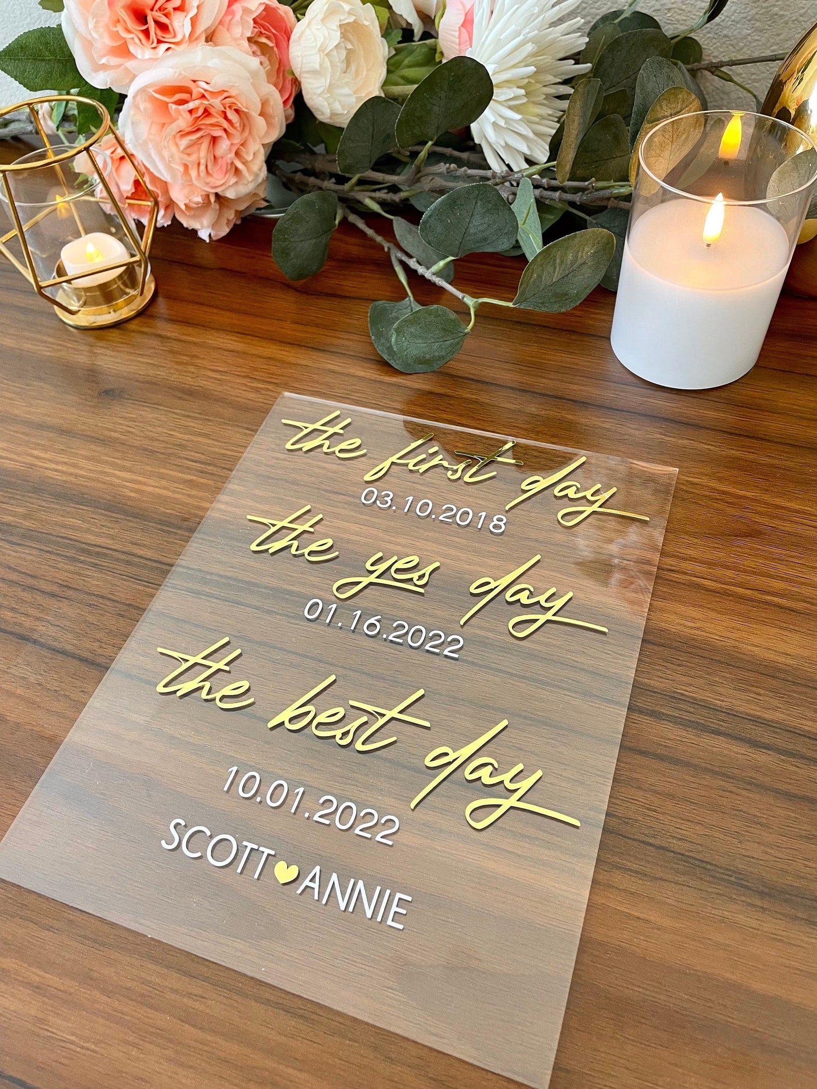 Our Love Story Sign | First Day Yes Day Best Day | Special Dates Sign ...