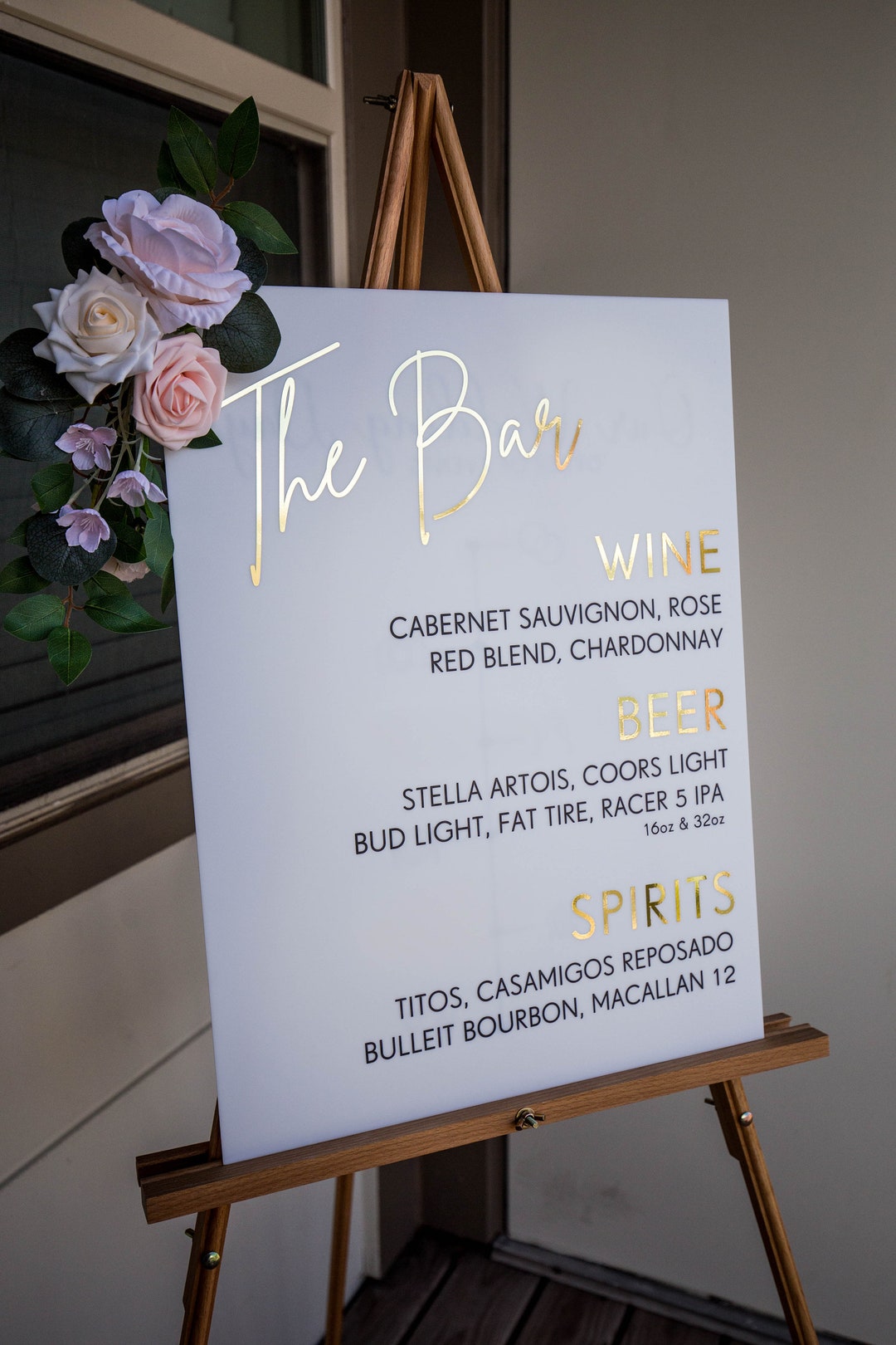 Open Bar Menu Signature Drinks and Cocktails Wedding Calligraphy ...