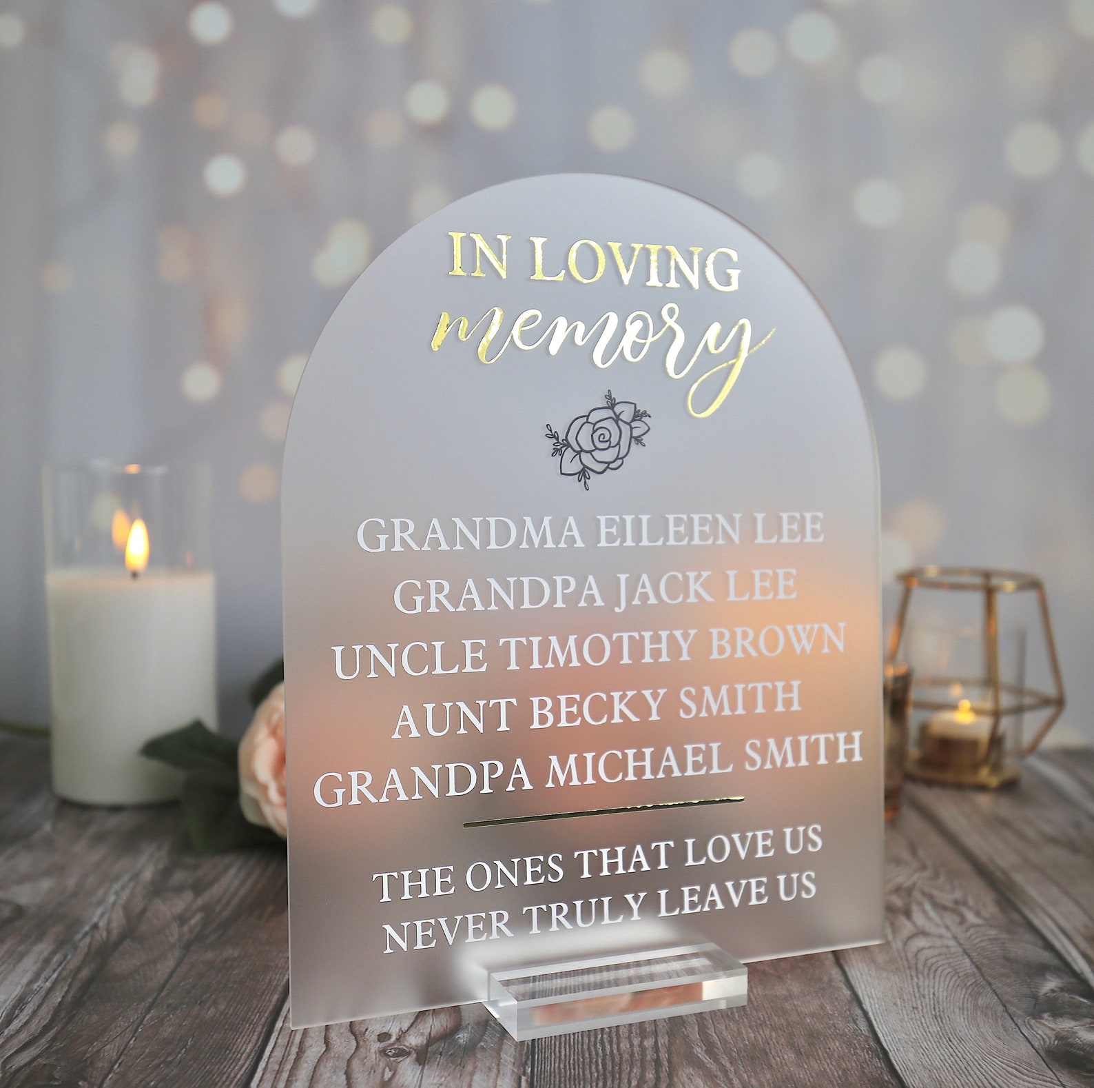 Frosted Arch in Loving Memory Dedication Acrylic Sign | Personalized ...